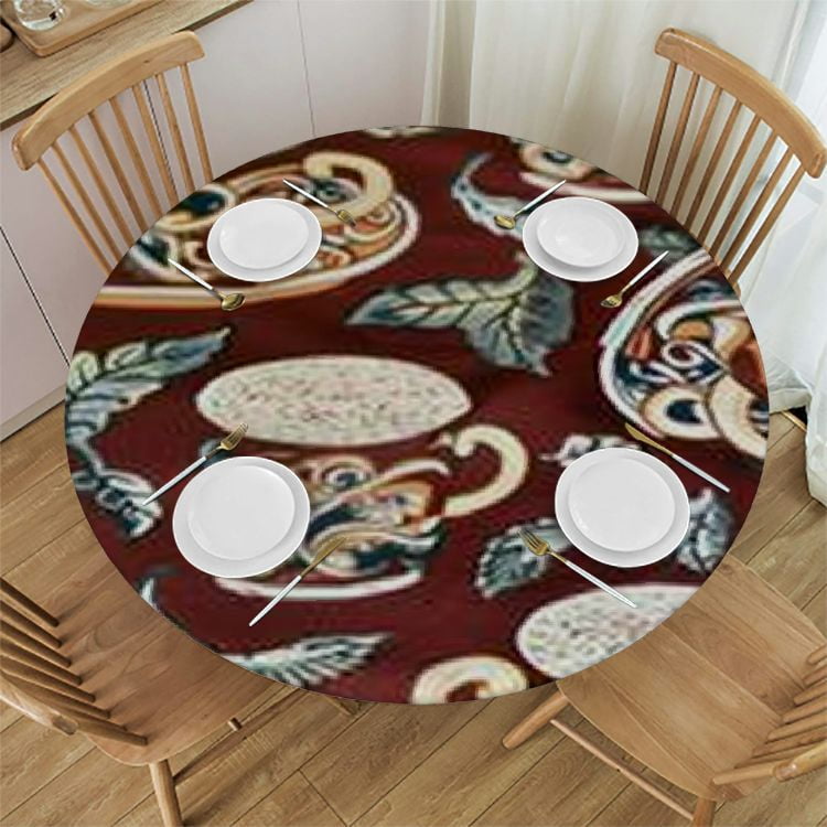 Shangniulu Coffee Elastic Edged Polyester Fitted Tablecolth -Croissant ...