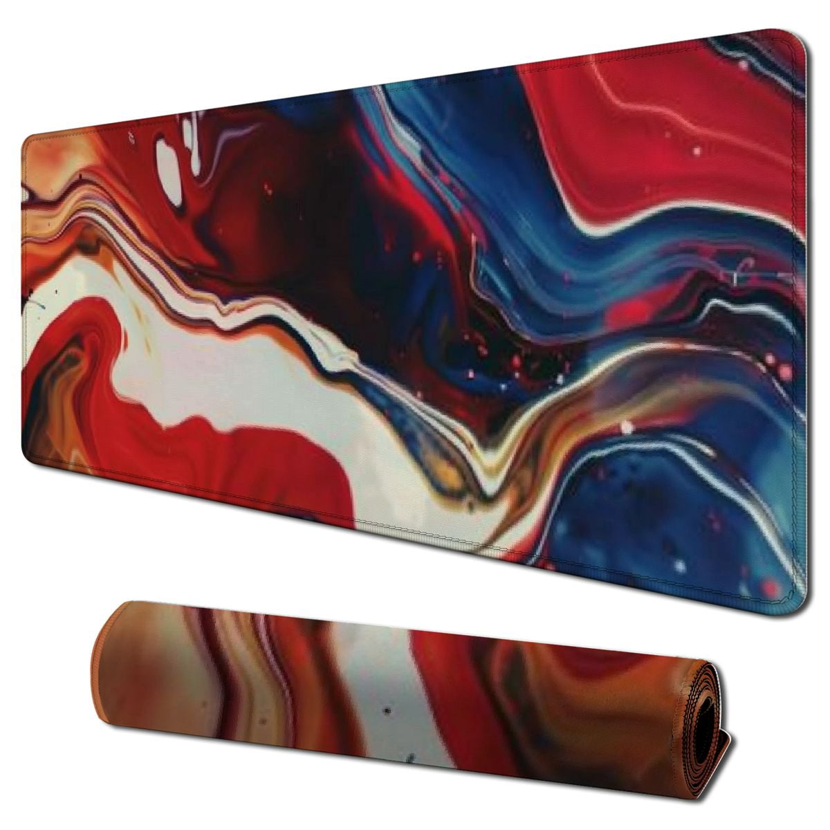 Shangniulu Colored Marble Gaming Mouse Pad - Navy Red Marbled Design ...
