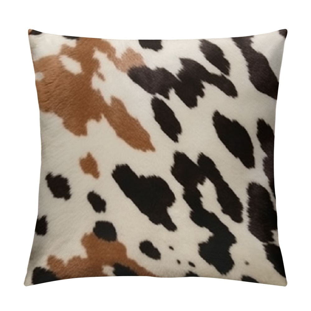 Shangniulu Cow Print Faux Fur Decorative Throw Pillow Covers Super Soft ...