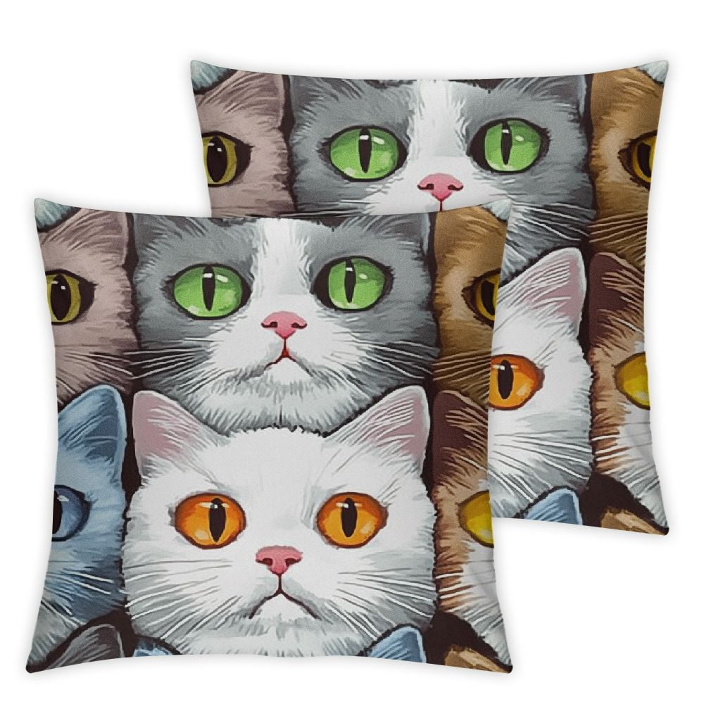 Shangniulu Cute Pillow Cover, Cat Pillow Cover, Cartoon Cat Decor for ...