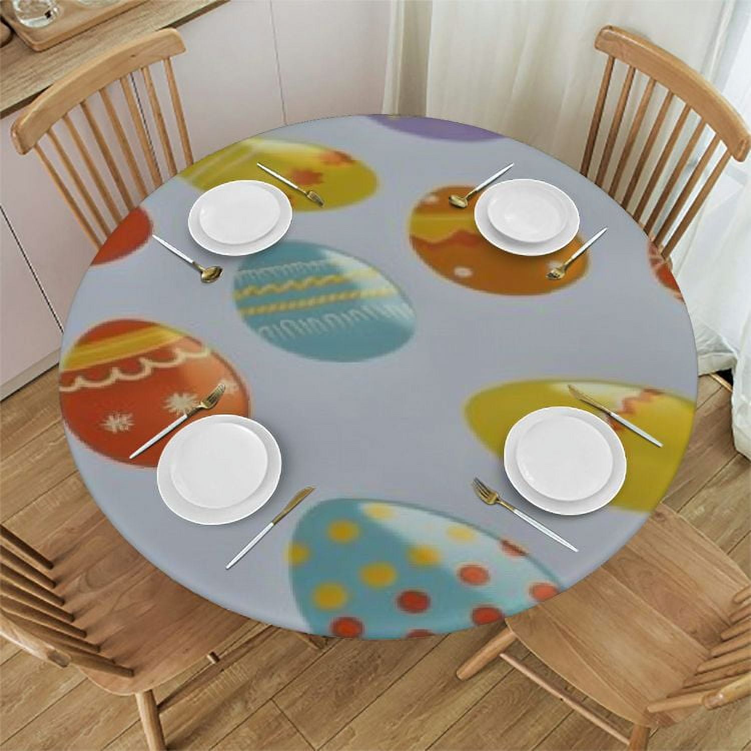 Shangniulu Easter Fitted Table Cover - Waterproof Colorful Egg Elastic ...