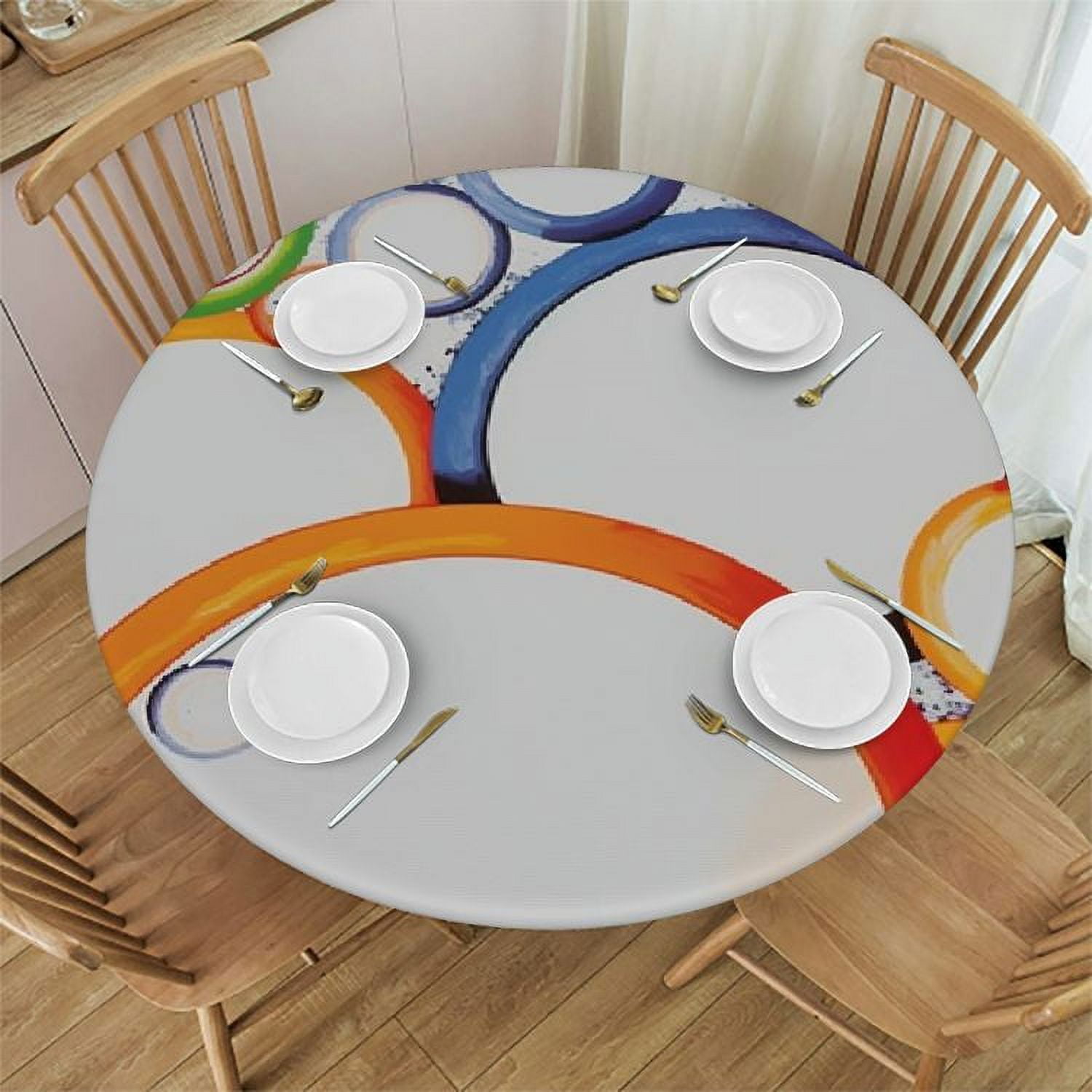 Shangniulu Elastic Edged Polyester Fitted Table Cover,Abstract Chained ...