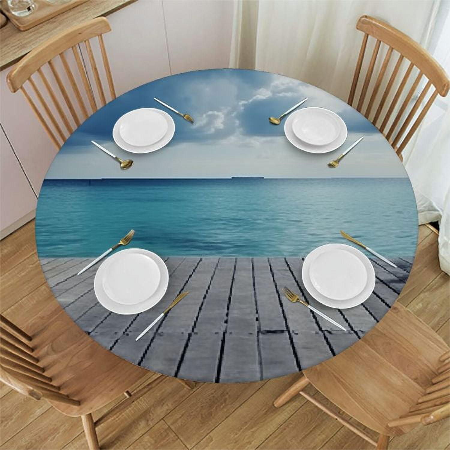 Shangniulu Elastic Edged Polyester Fitted Table Cover,Image of ...