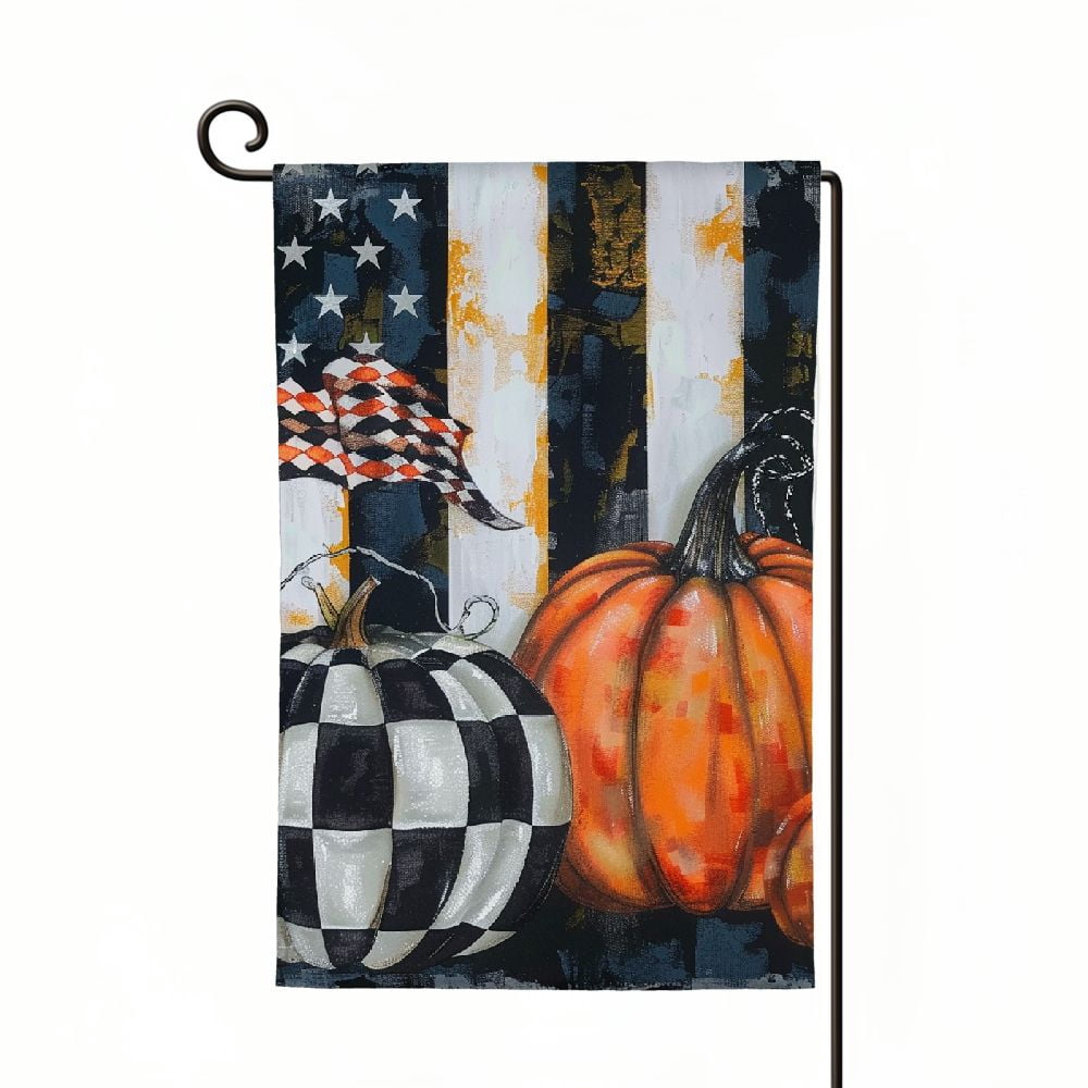 Shangniulu Elegantly Patterned Pumpkins Outdoor Suede Welcome Flags ...