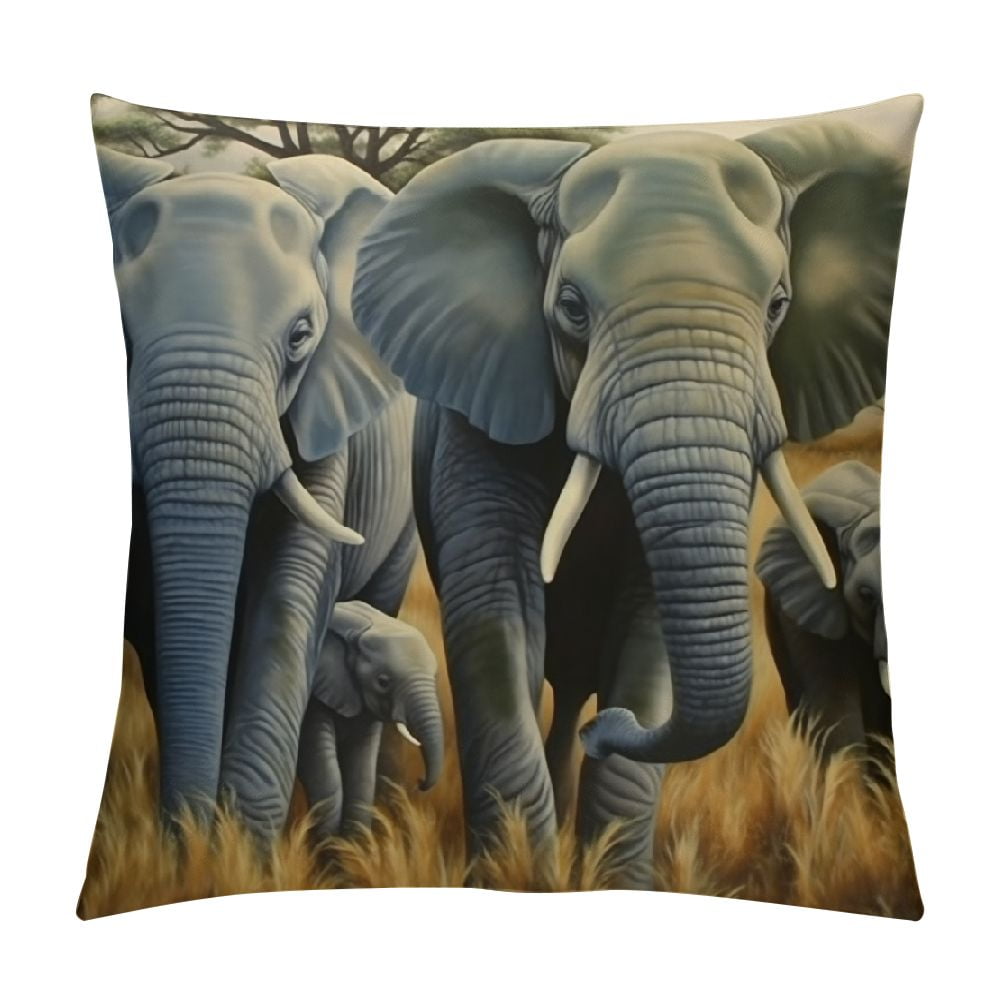 Shangniulu Elephant Pillow Case,African Elephants Short Plush Cushion ...