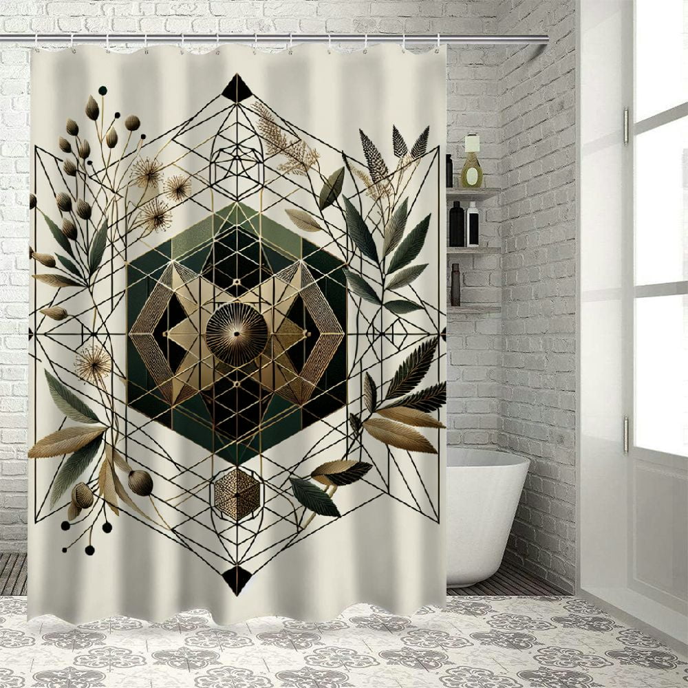Shangniulu Eucalyptus Leaves Shower Curtain Art Deco Inspired
