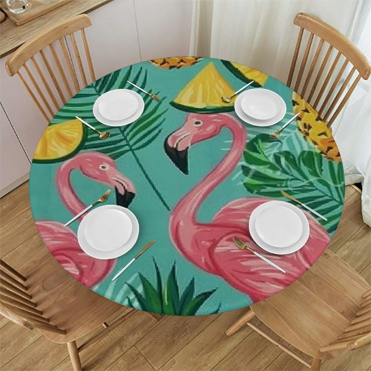 Shangniulu Flamingo Pink Table Cloth Lemon Tropical Leaves Exotic ...