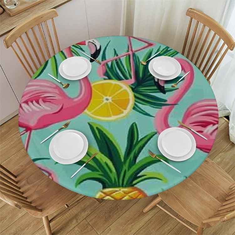Shangniulu Flamingo Pink Table Cloth Tropical Leaves Exotic Summer ...