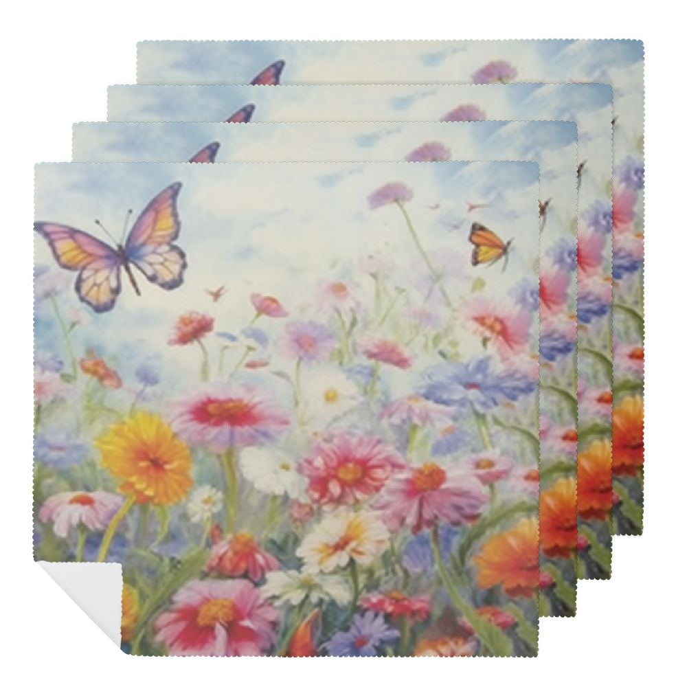 Shangniulu Floral Cloth Napkins, Spring Floral Cloth Napkins Floral ...