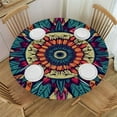 Shangniulu Flower Boho Round Fitted Tablecloth with Elastic Edge ...