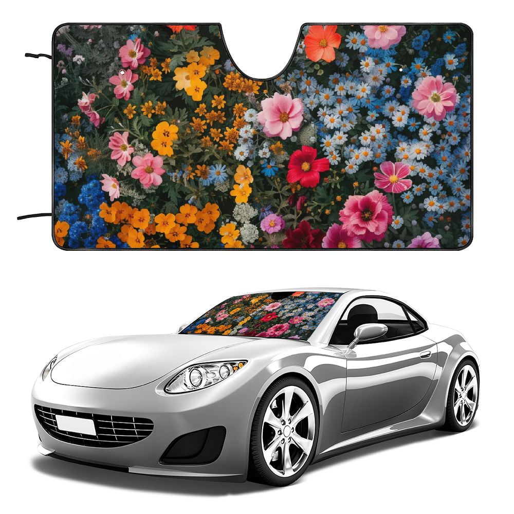 Shangniulu Flowers SUV Sun Shade for Windshield Boho Floral Car ...