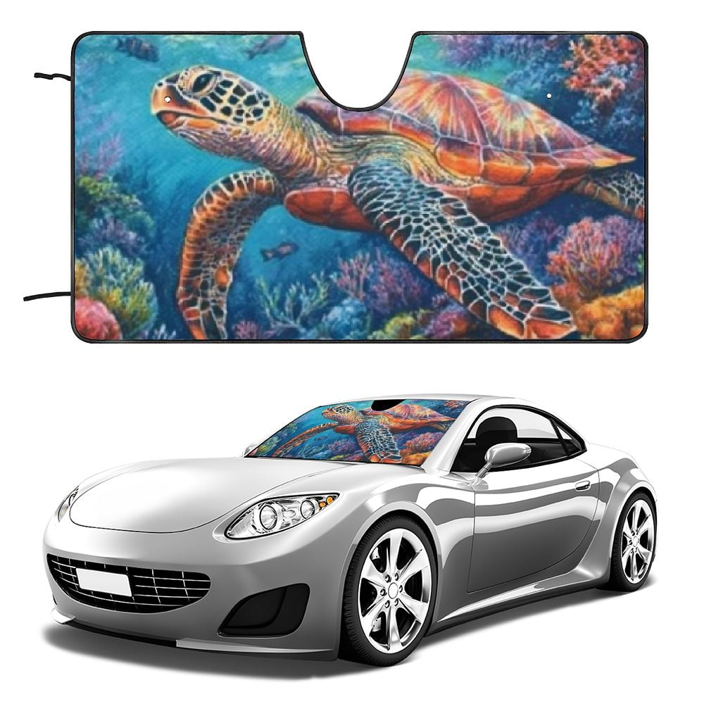 Shangniulu Folding Auto Shade Tropical Sea Turtle Sunshade for Car ...