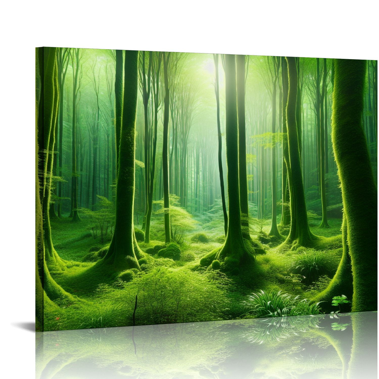 Shangniulu Forest Wall Decor Green Tree Wall Art Rainforest Canvas ...