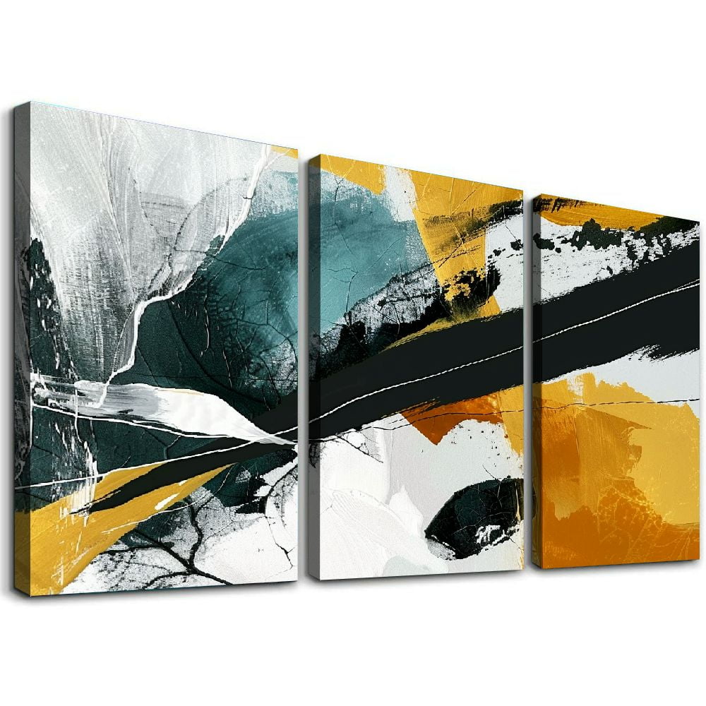 Shangniulu Framed Abstract Canvas Wall Art Blue Elegant Painting Print ...