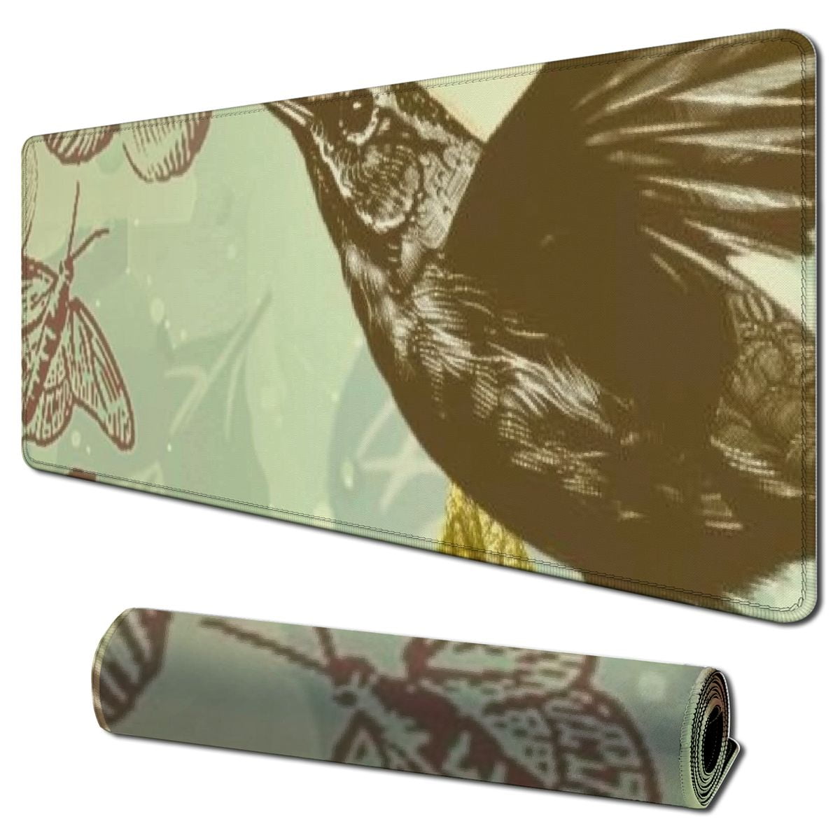 Shangniulu Gaming Mouse Pad Bird Floral Butterflies Large Mouse Pad ...