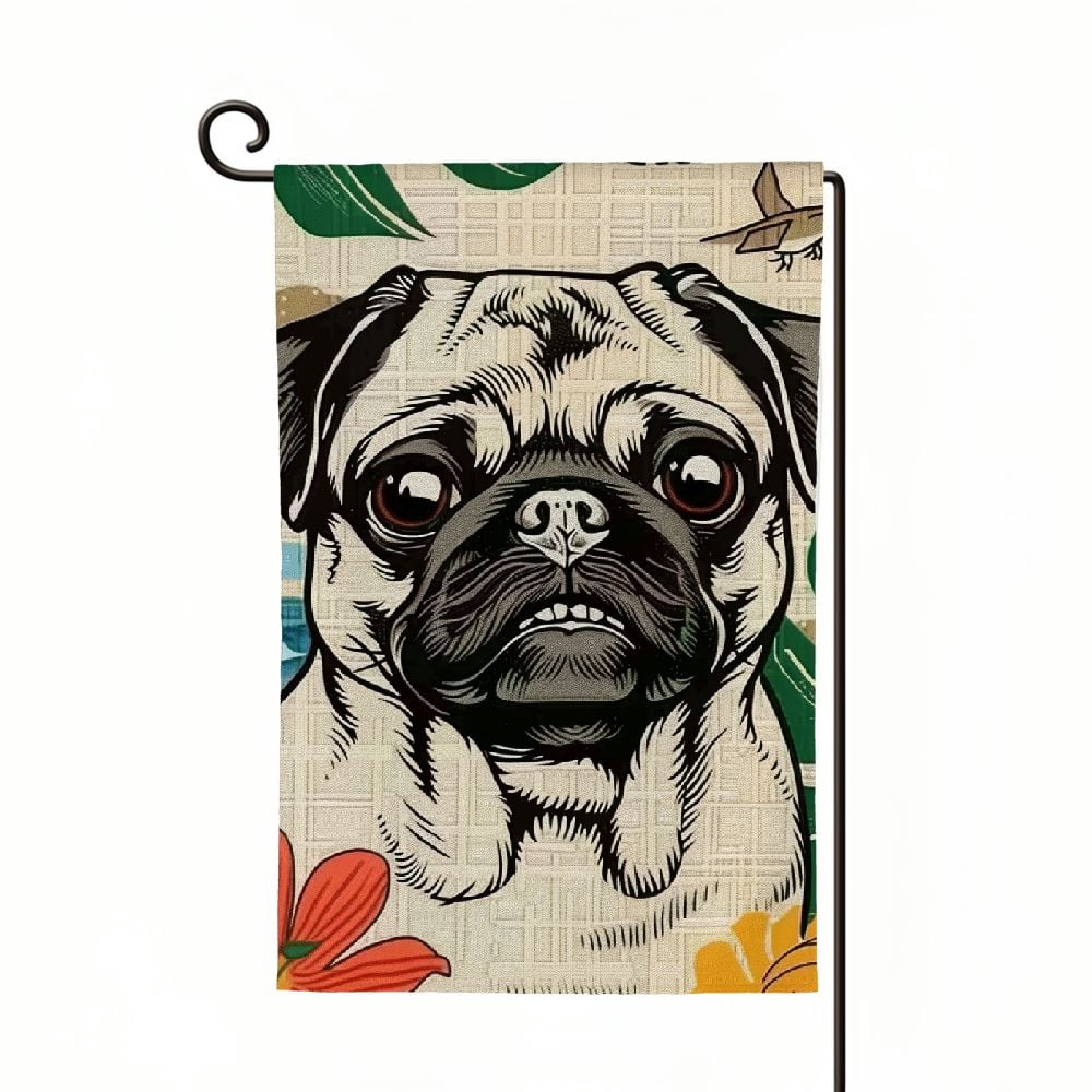 Shangniulu Garden Flag Pug Vertical Double Sided Dog Plumeria Seasonal ...