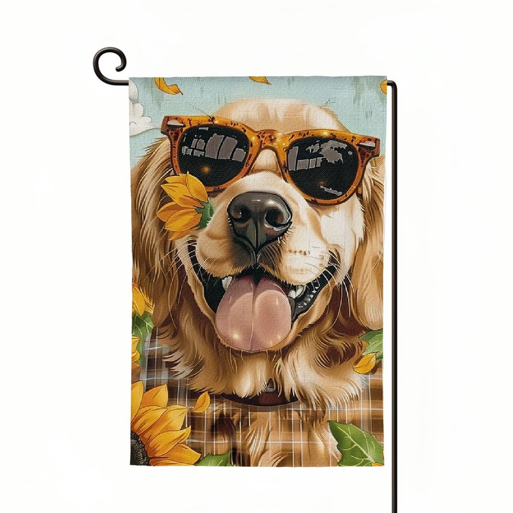 Shangniulu Golden Retriever Garden Flags, Cute Puppy Sunflower Small ...