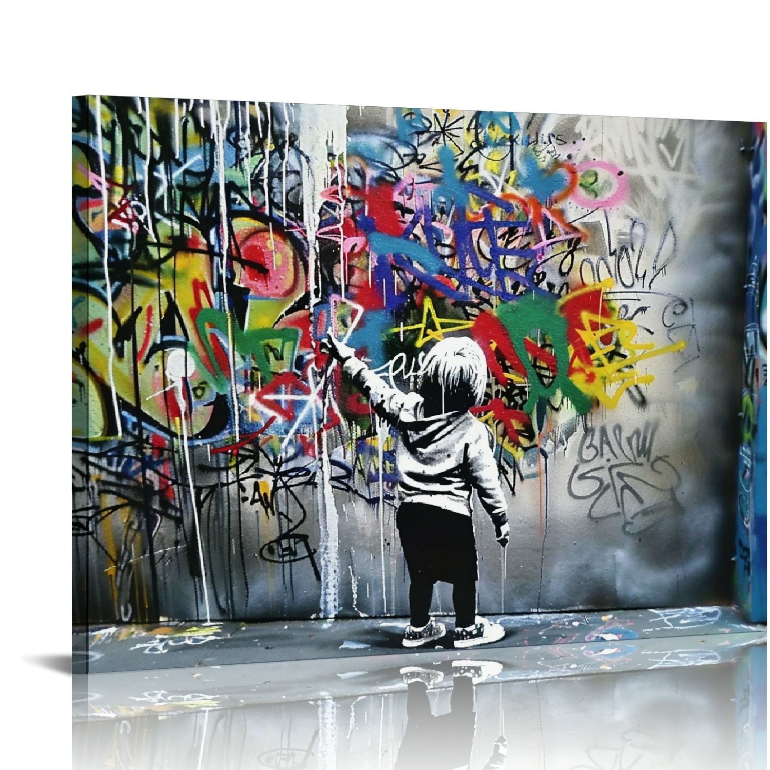 Shangniulu Graffiti Wall Art Colorful Wall Art Pop Art Decor Graffiti ...