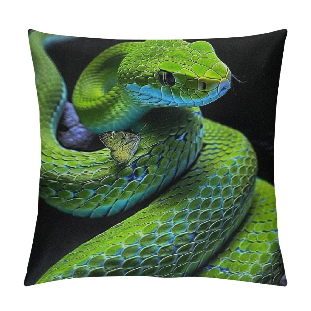 Shangniulu Green Snake Pillow Cover Reversible Print Wildlife Rustic ...