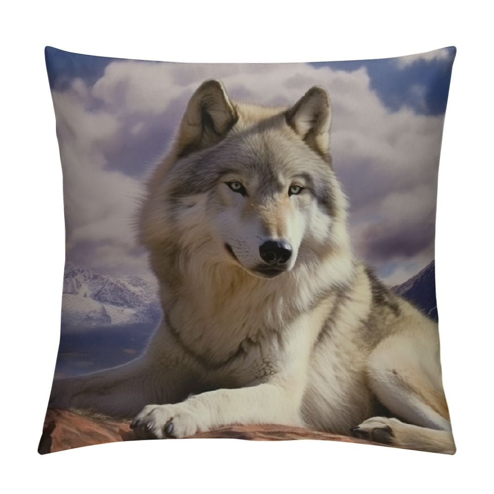 Shangniulu Grey Wolf Pillow Cover, Timber Wolf in Winter Farmhouse ...