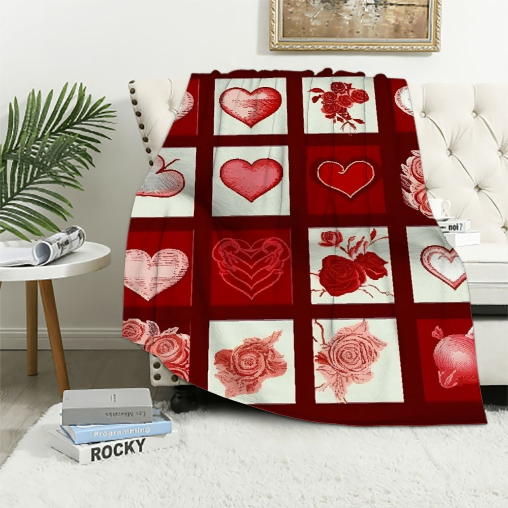 Shangniulu Happy Valentines Day Decorative Throw Blanket Wedding ...