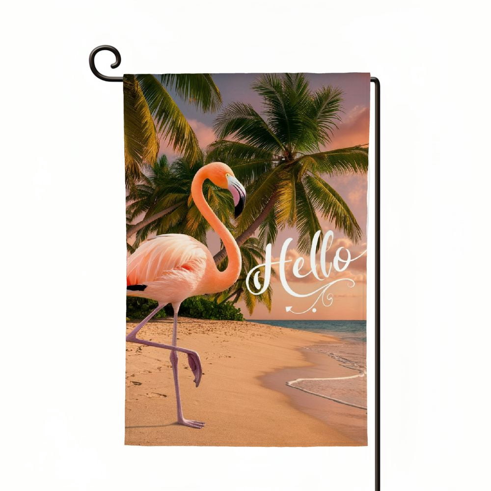 Shangniulu Hello Flamingo Garden Flag Outdoor Spring Summer Palm Tree ...
