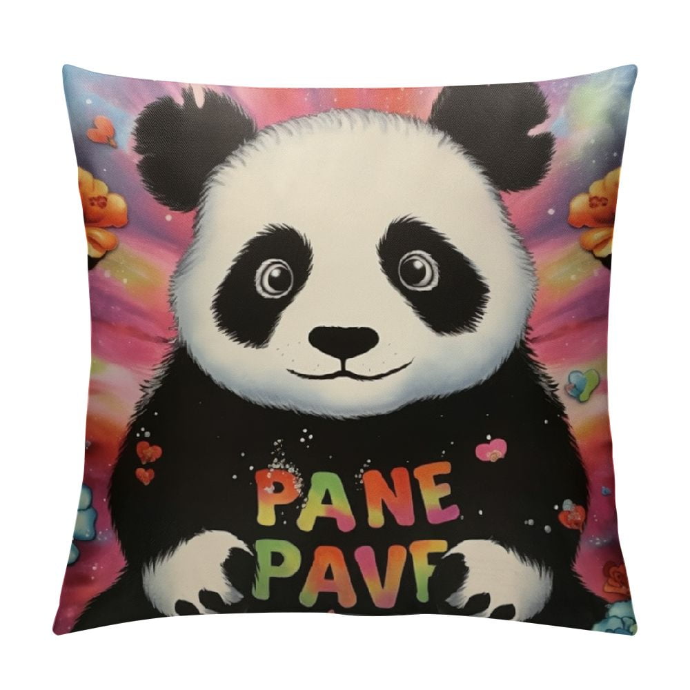 Shangniulu Kawaii Panda Throw Pillow Cover Black and White Wild Animal ...