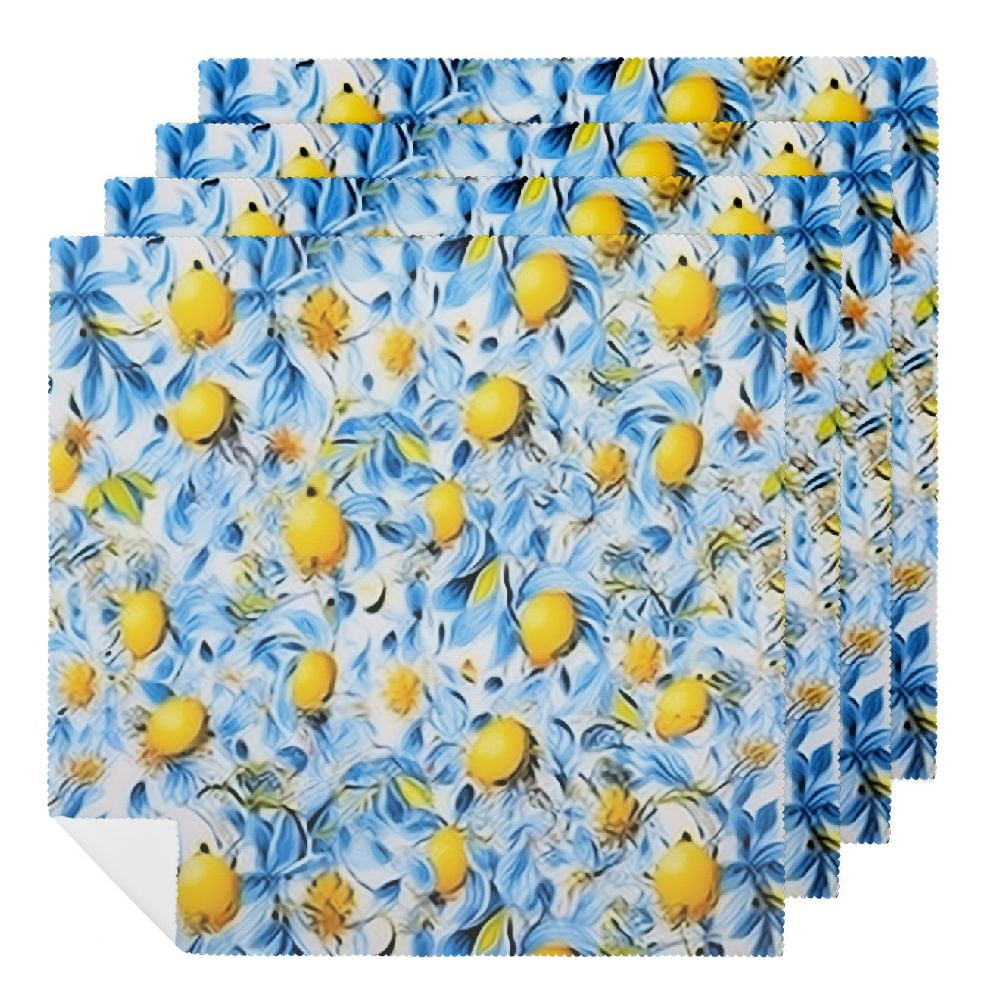 Shangniulu Lemon Cloth Napkin Italian Lemon Blue Tiles Reusable Dinner ...