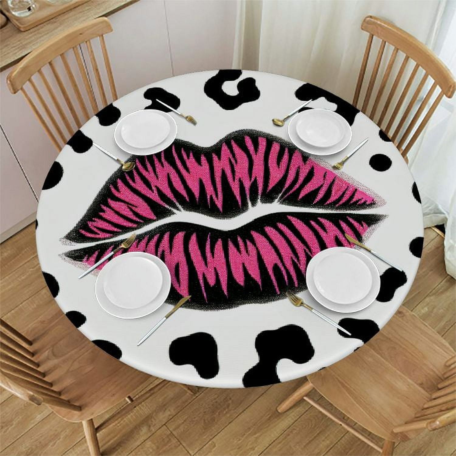 Shangniulu Leopard Round Table Cover, Leopard Cheetah Animal Print Kiss ...