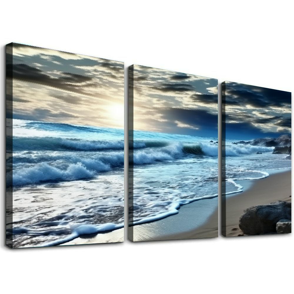 Shangniulu Living room wall art hanging painting, blue beach scenery ...