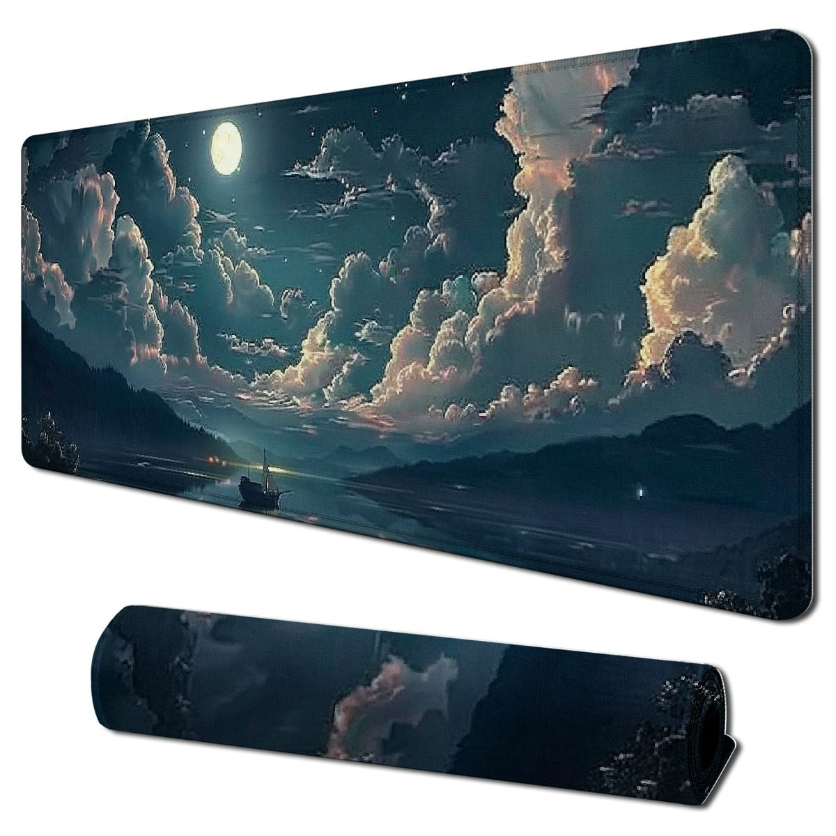 Shangniulu Moon and Cloud Desk Mat Mouse Pad, Large Gaming Desk Pad ...