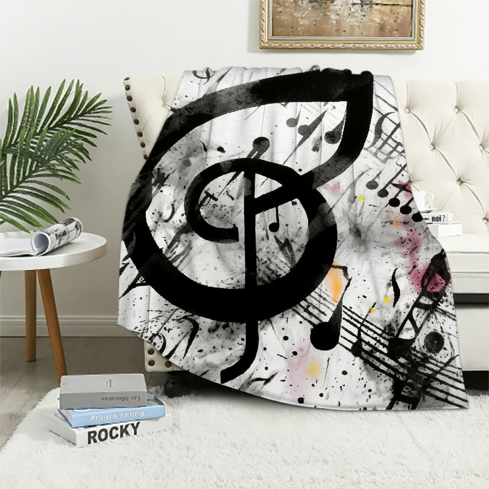 Shangniulu Music Note Blanket Double Sided Print Throw Blanket Soft ...