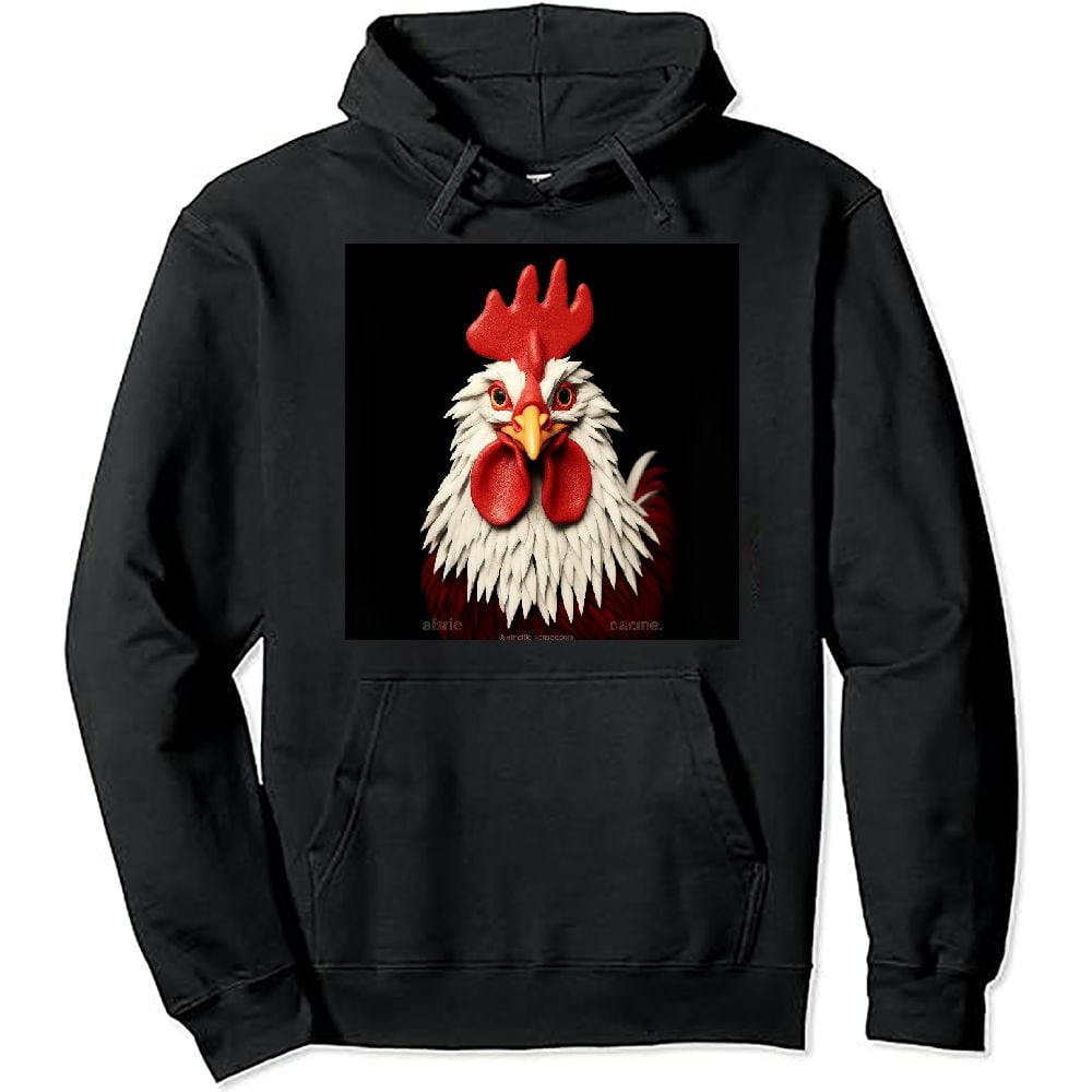 Shangniulu My Big Rooster Printed Black Hoodie - Walmart.com