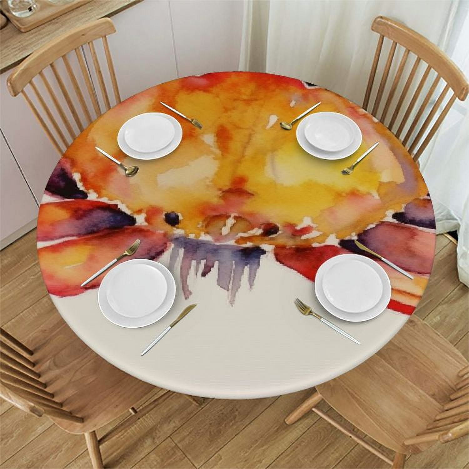 Shangniulu Ocean Beach Theme Fitted Round Table Cloth Big Crab Animal ...