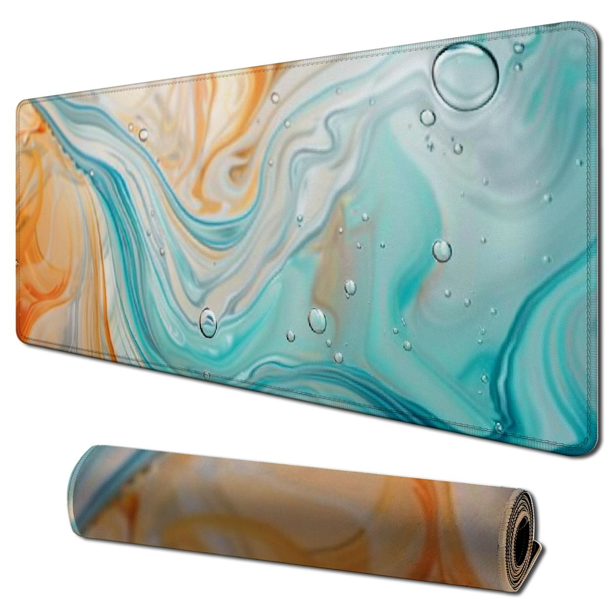 Shangniulu Orange Teal Marble Mouse Pad - Marbled Design Gaming Mouse ...
