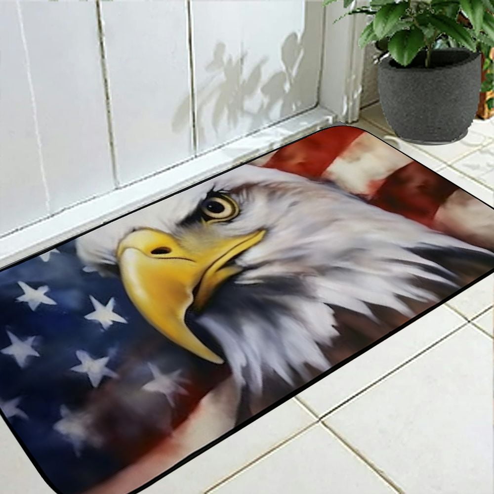 Shangniulu Outdoor Entry Mat, Flag and Eagle Printed Welcome Mat ...
