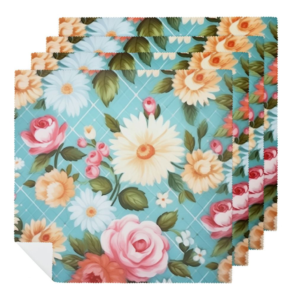 Shangniulu Peony Print Cloth Napkins, 18" X 18" Napkins Cloth Spring ...