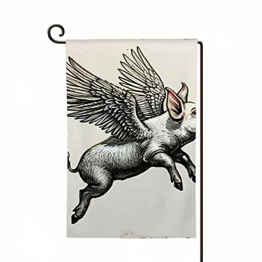 Shangniulu Pig Garden Flag Vertical Double Sided Black White Ink ...