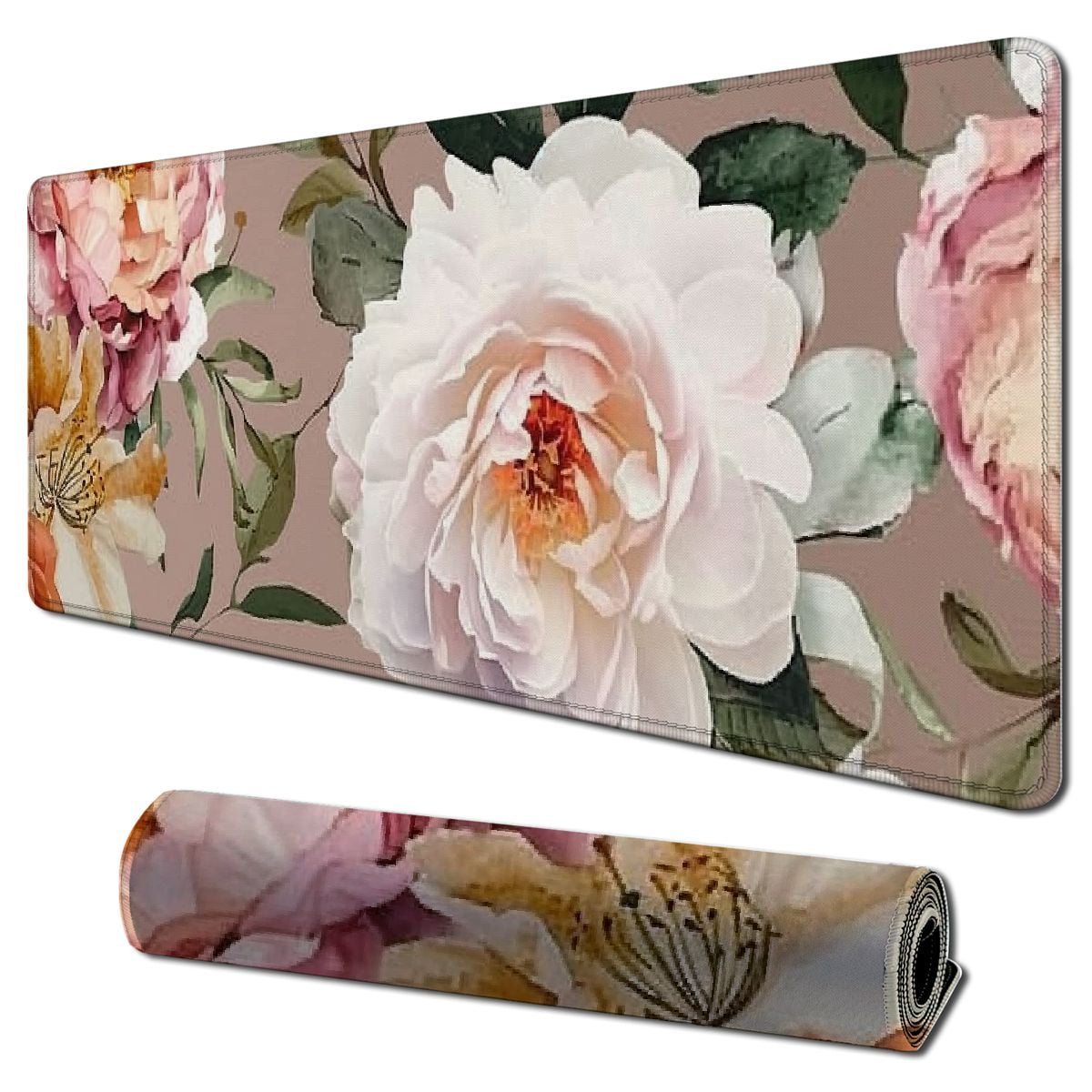 Shangniulu Pink Flowers Keyboard Pad PC Gaming Desk Mat Desk Mouse Pads ...