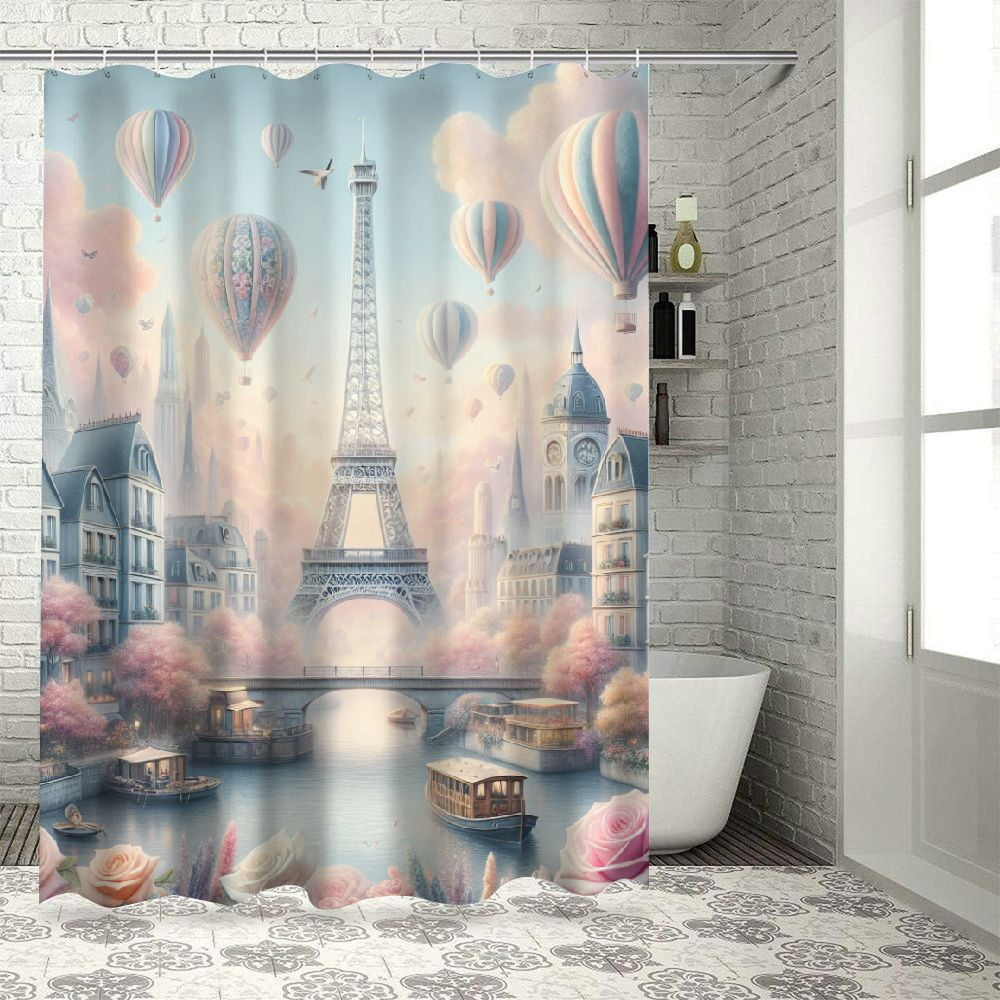 Shangniulu Pink Shower Curtain Blush Tone Atmosphere Dreamy Paris With