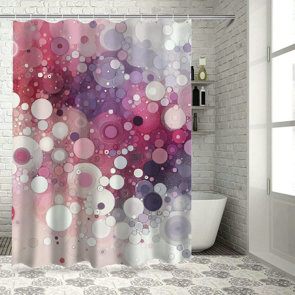 Shangniulu Pink Shower Curtain Modern Polka Themed Dreamy Color Spots