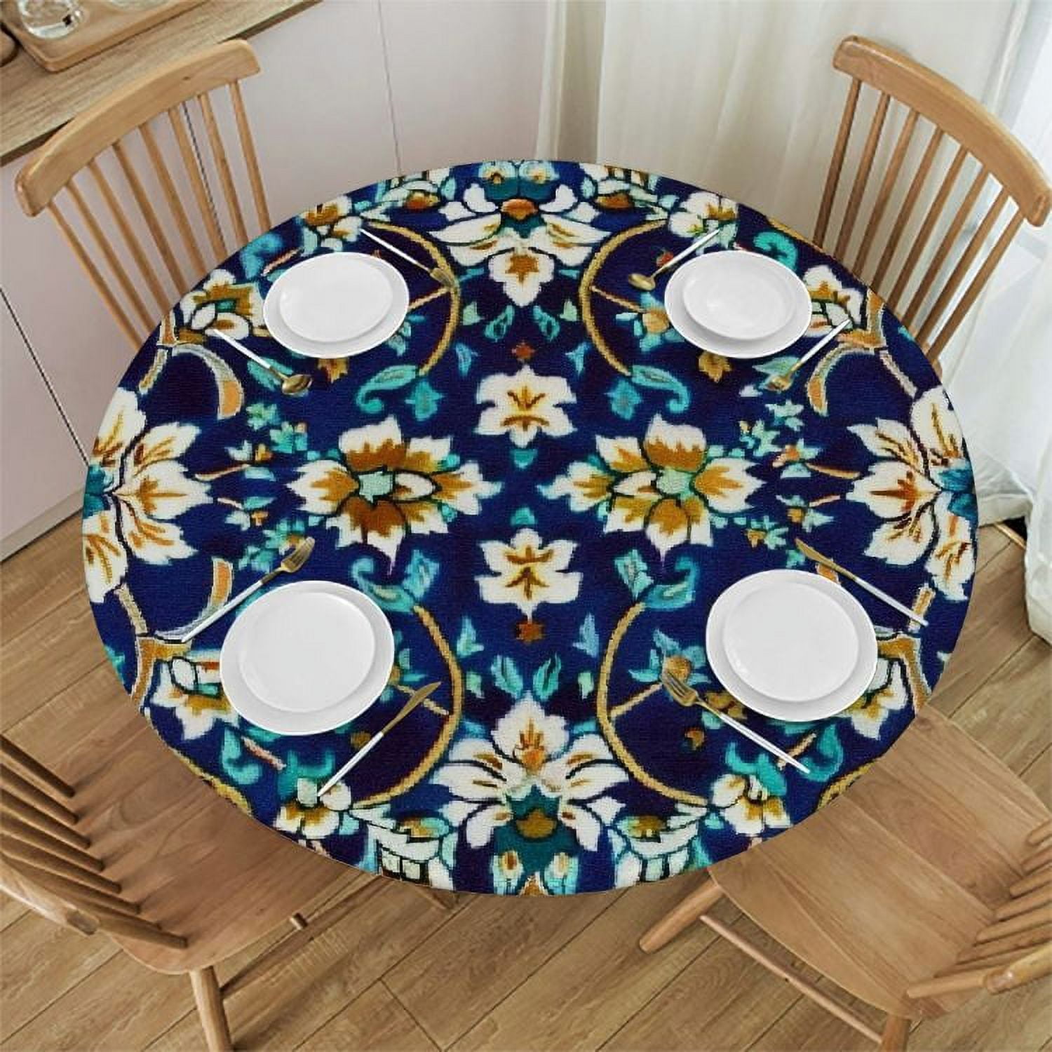 Shangniulu Printing Round Fitted Tablecloth, Abstract Aged Middle Age ...
