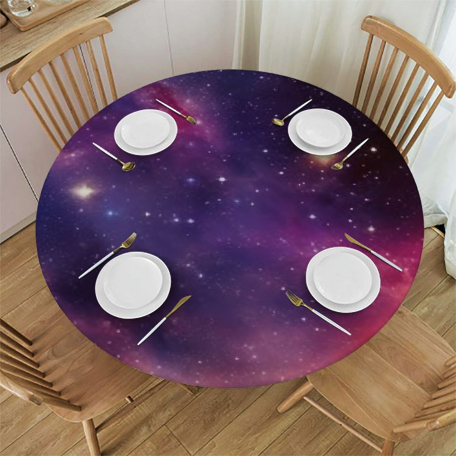 Shangniulu Purple Galaxy Round Table Cloth Cover Universe Starry Sky ...
