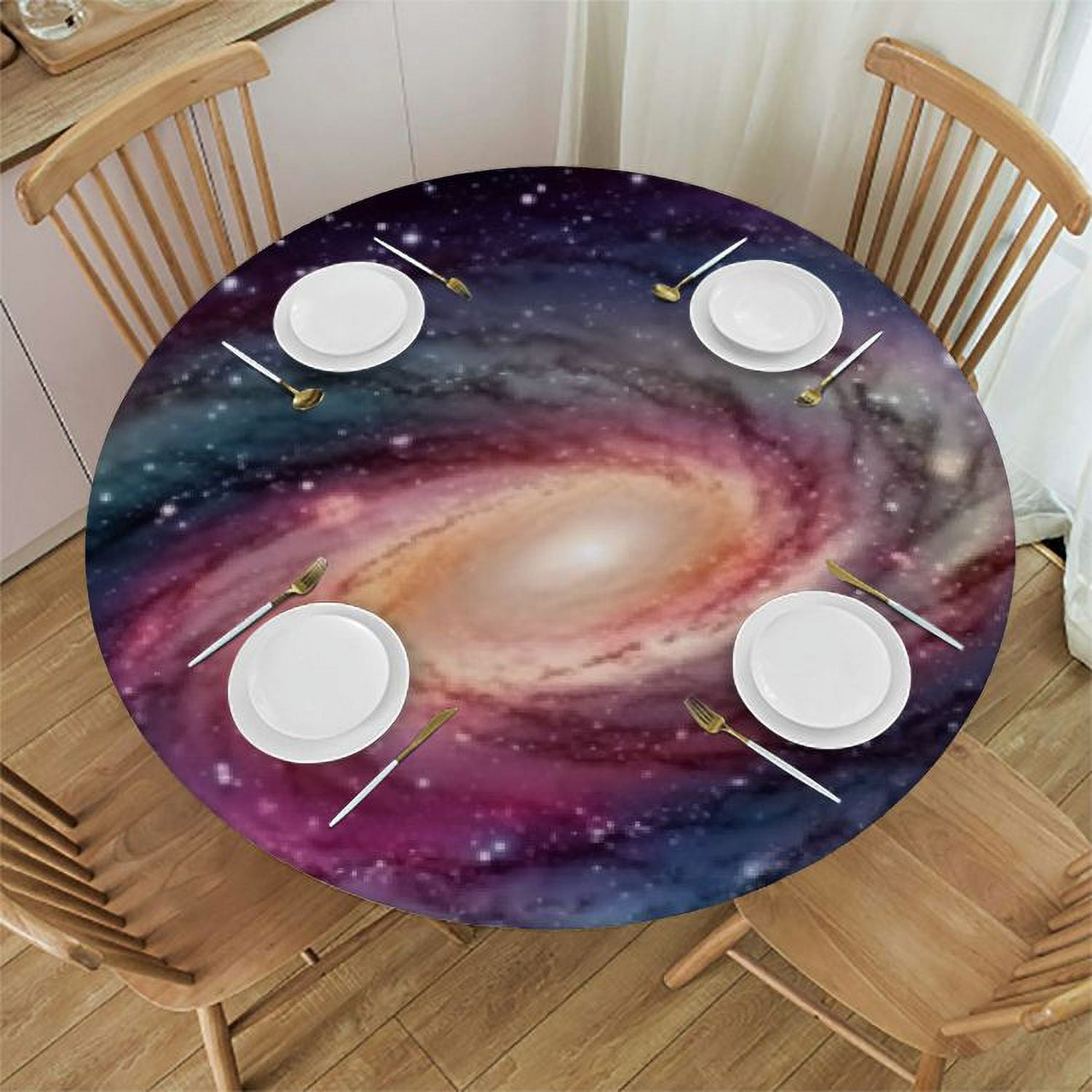 Shangniulu Purple Spiral Galaxy Round Tablecloth Round Table Covers ...