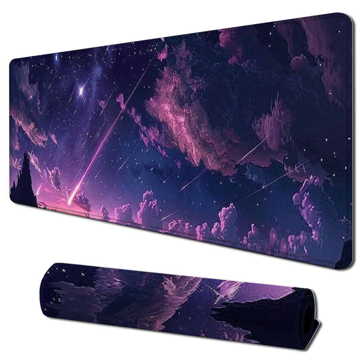 Shangniulu Purple Starry Sky Mouse Pad XL Large Gaming Mouse Pad 31.5X11.8 inch Non-Slip Rubber ...