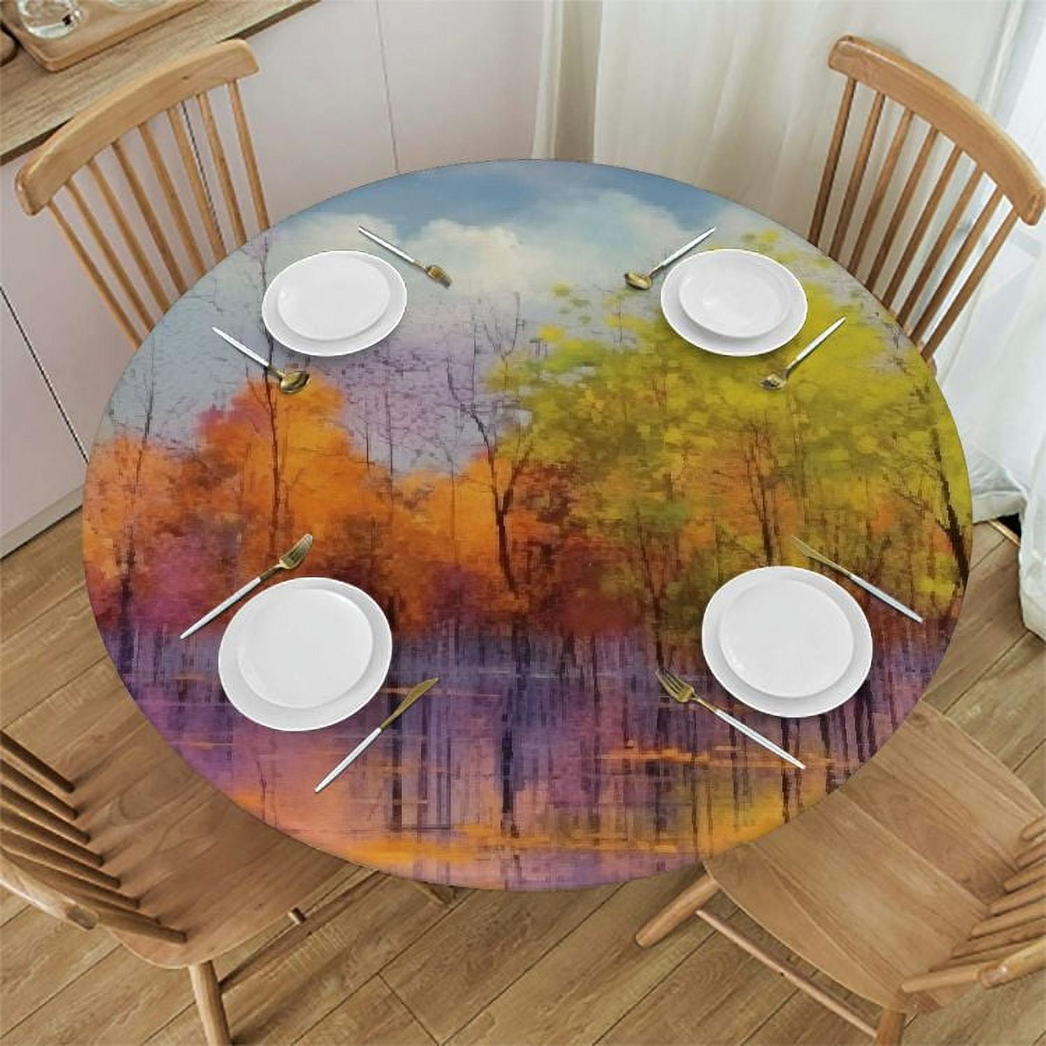 Shangniulu Round Edge Closing Tablecloth, Autumn Elastic Edged ...
