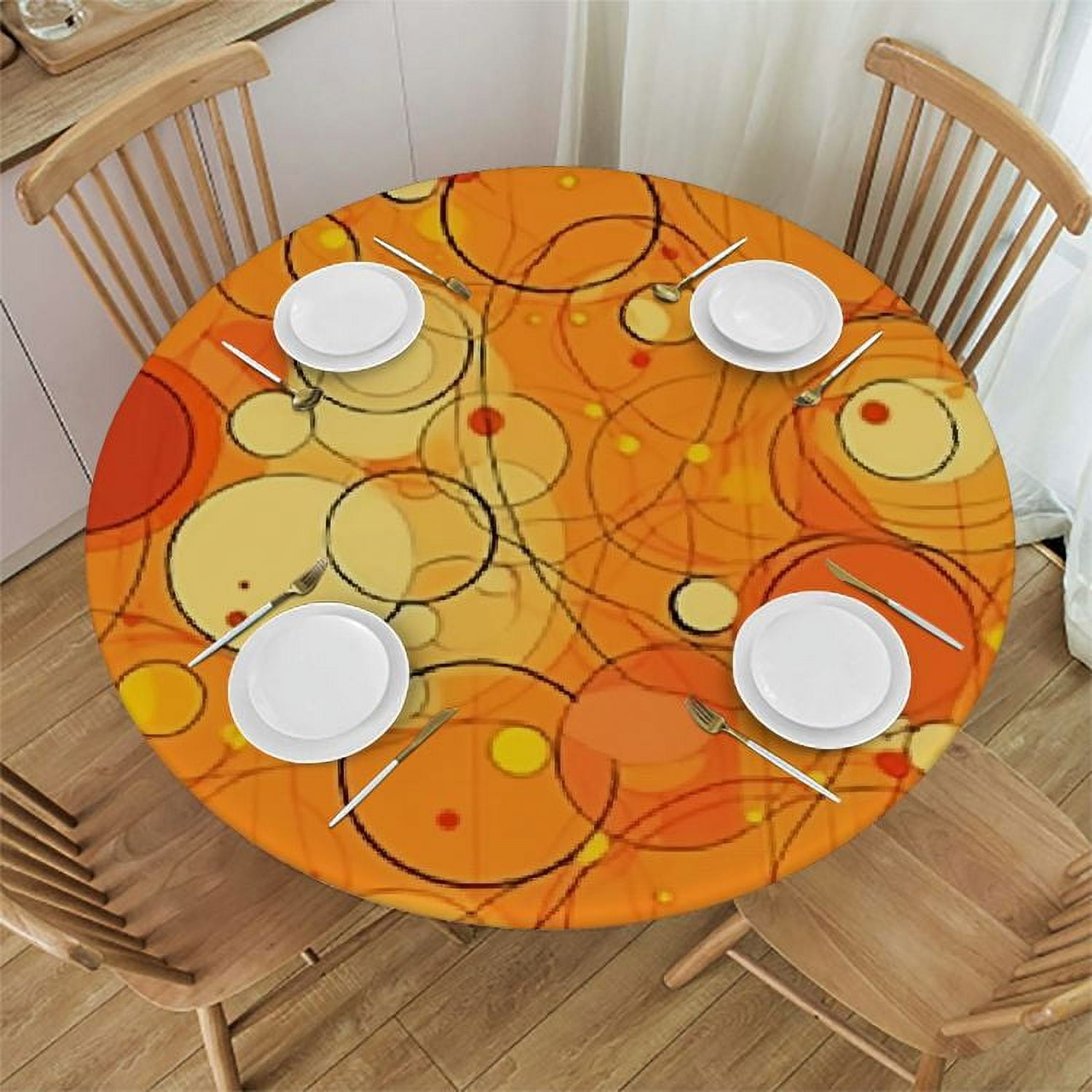 Shangniulu Round Edge Closing Tablecloth, Burnt Orange Elastic Edged ...