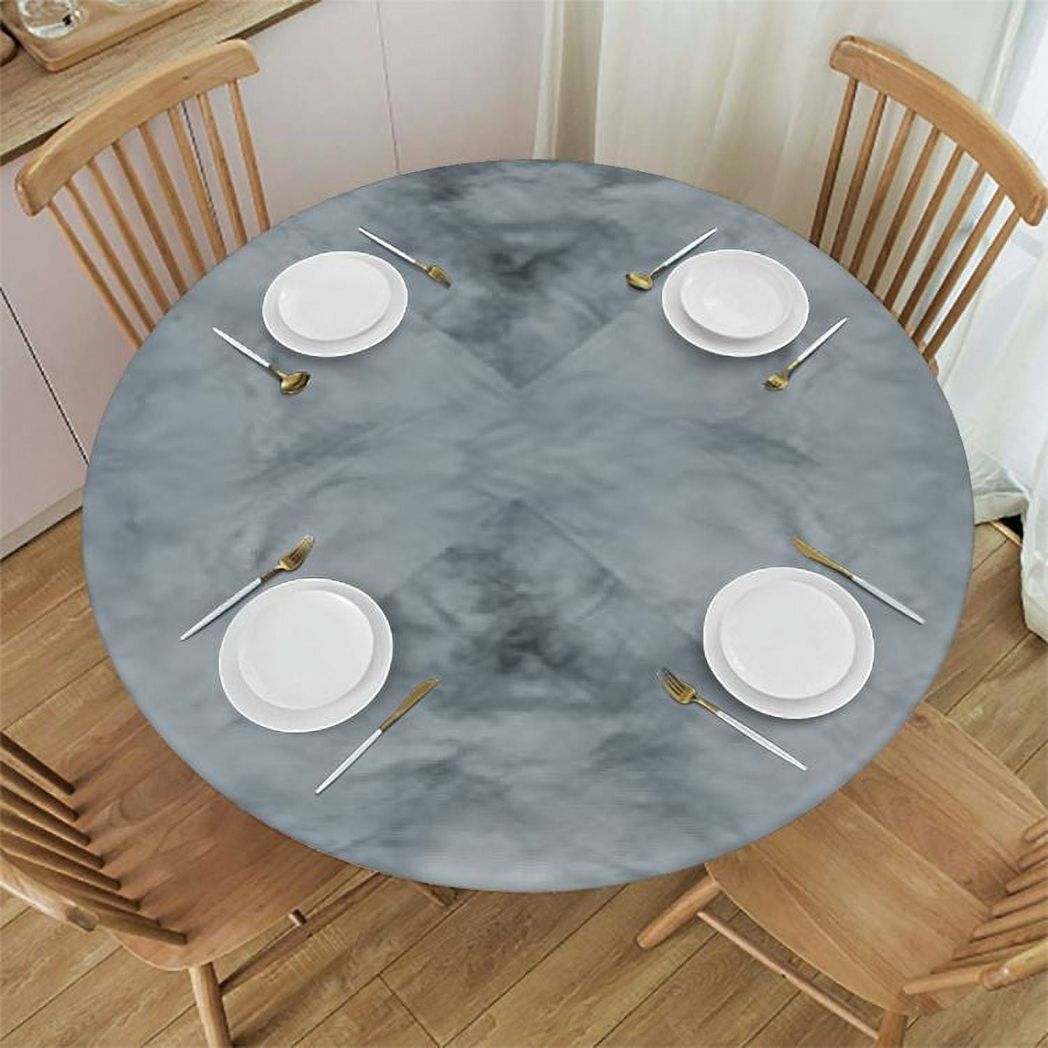 Shangniulu Round Fitted Vinyl Tablecloth with Elastic Edge Waterproof ...