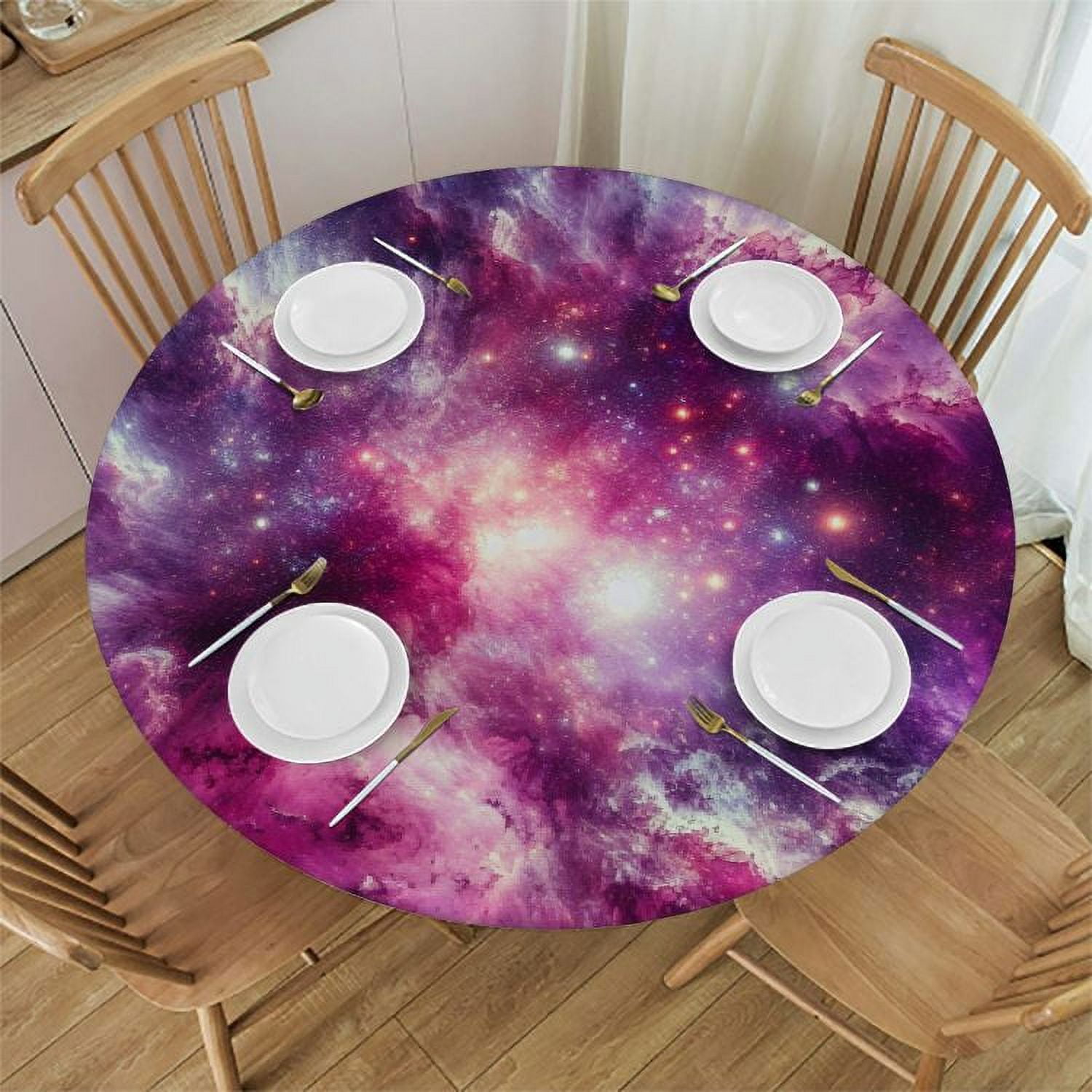 Shangniulu Round Purple Table Cover, Gas Cloud Deep Dark in Outer Space ...