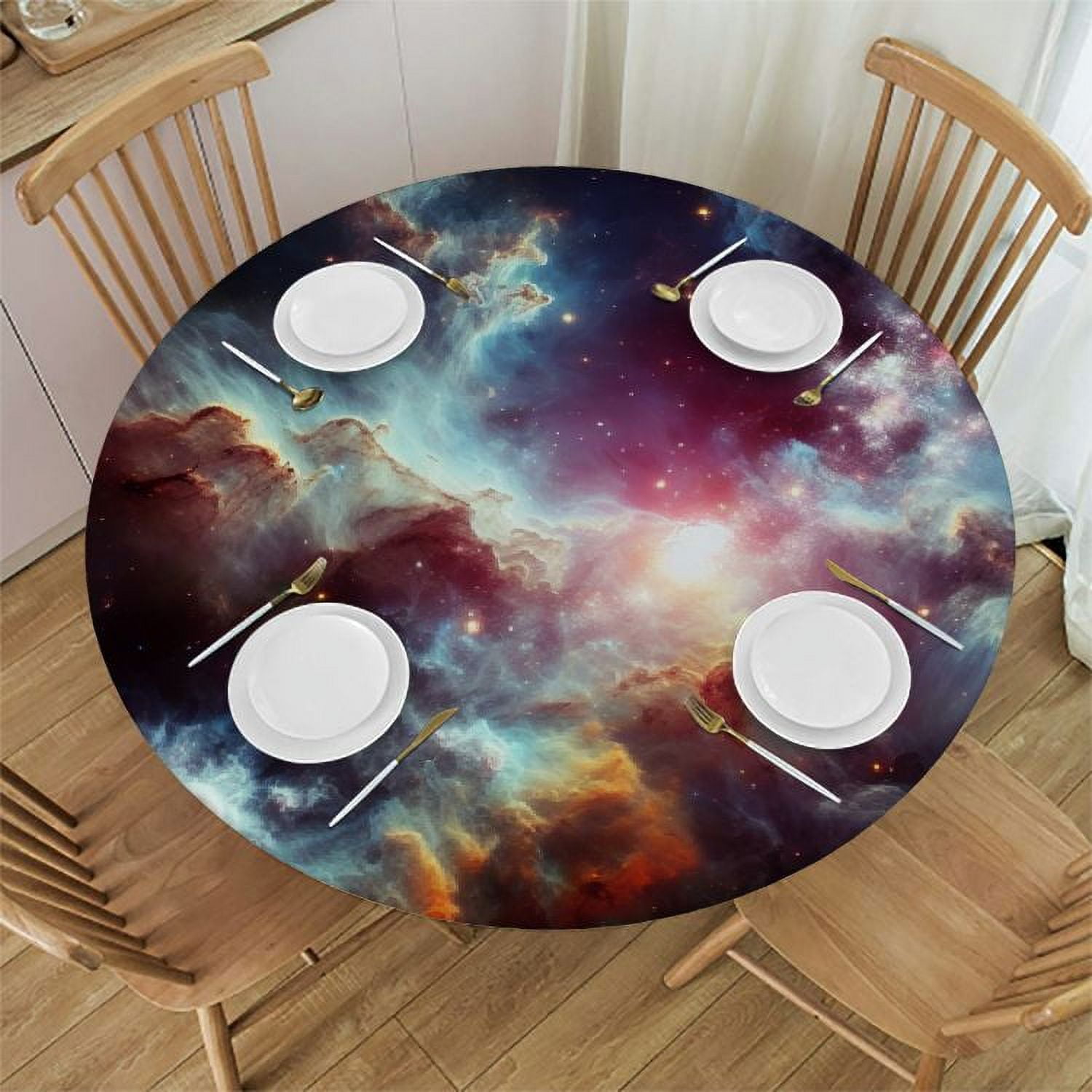 Shangniulu Round Table Cover, Futuristic Dust Cloud on Cosmos Energy ...